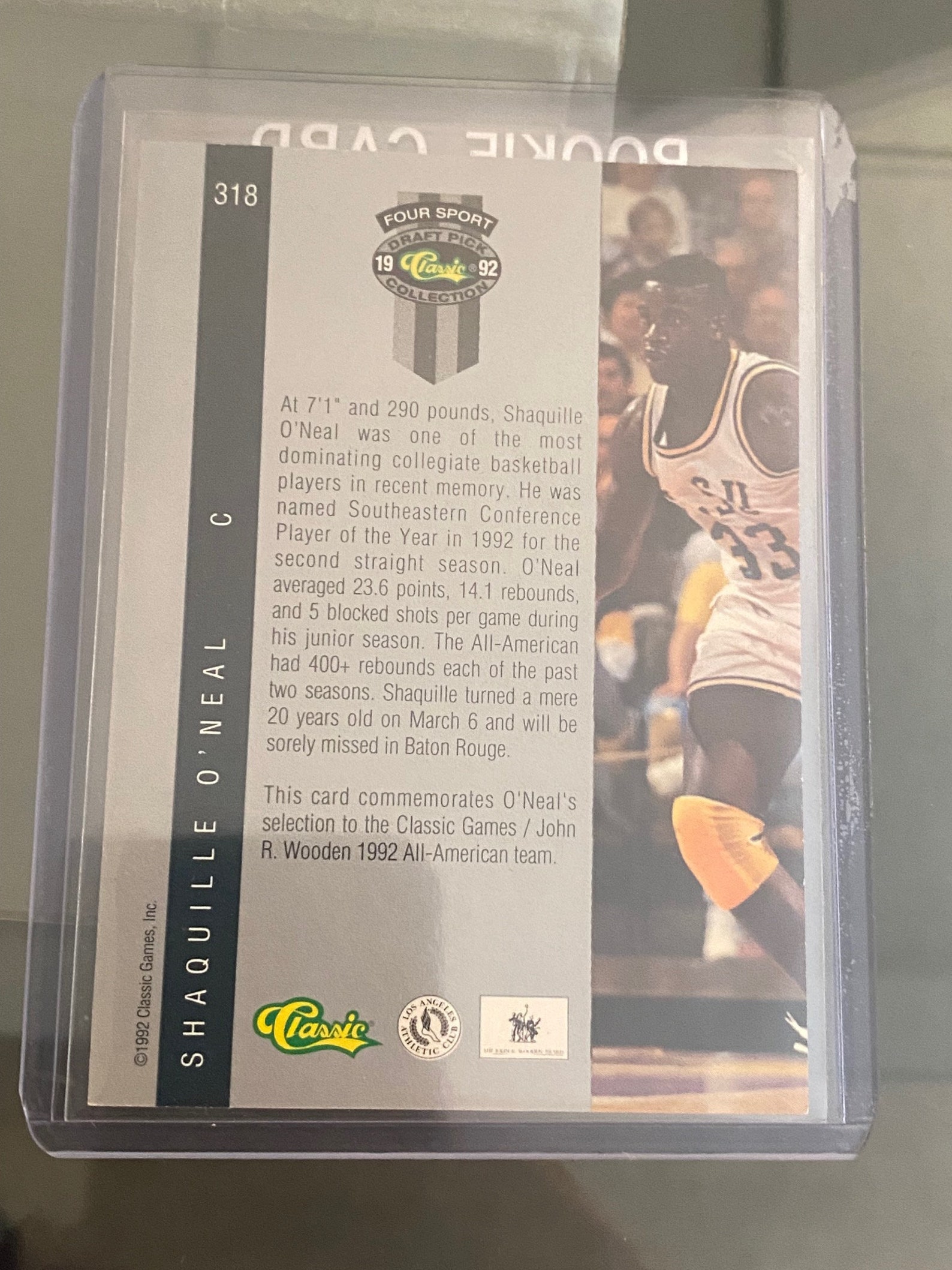 1992 SHAQ Shaquille O'neal - Classic ROOKIE College LSU - Trading Card ...