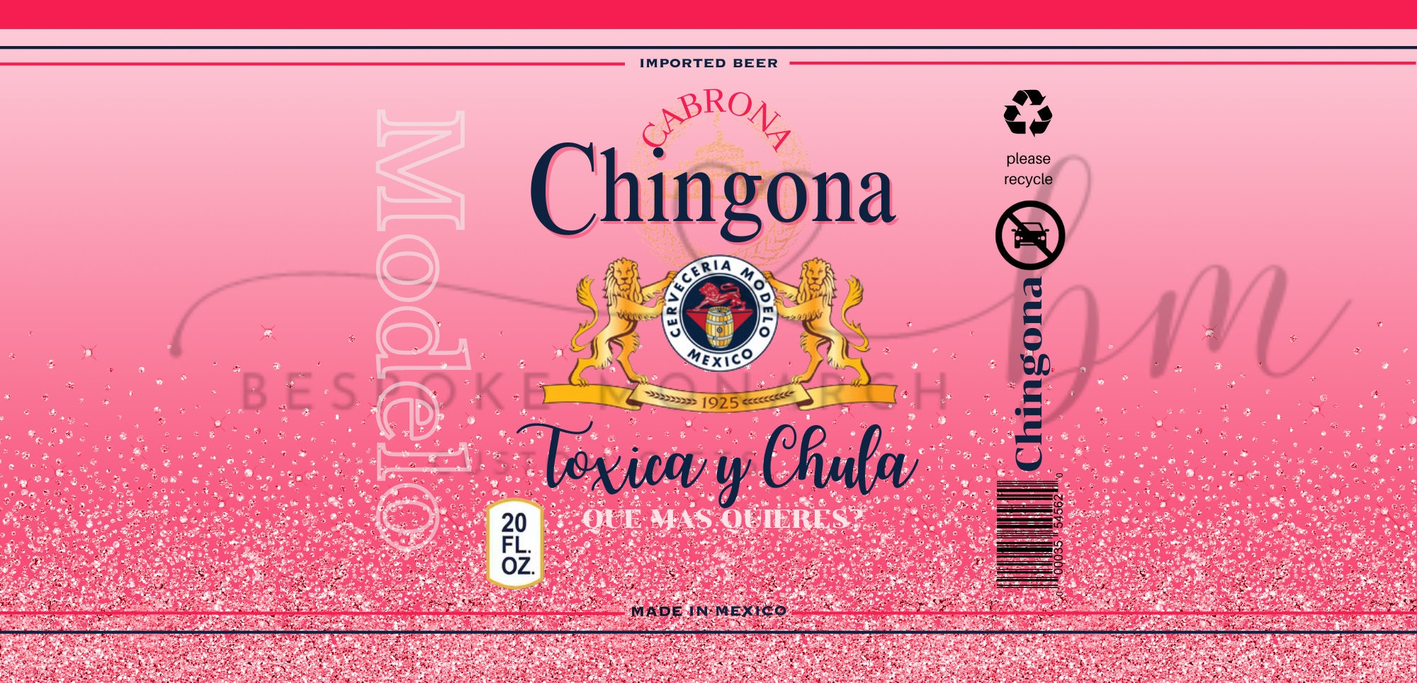 Hot Pink Chingona Libbey Glass Sublimation Wrap - Etsy