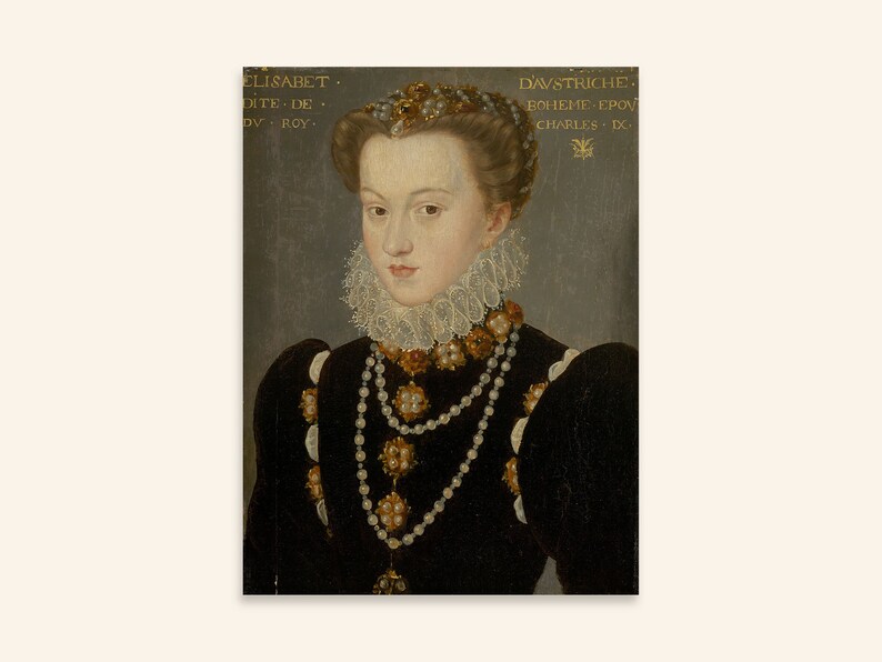 Renaissance Giclée Print Portrait of Elizabeth of Austria, Wife of King Charles IX of France ...