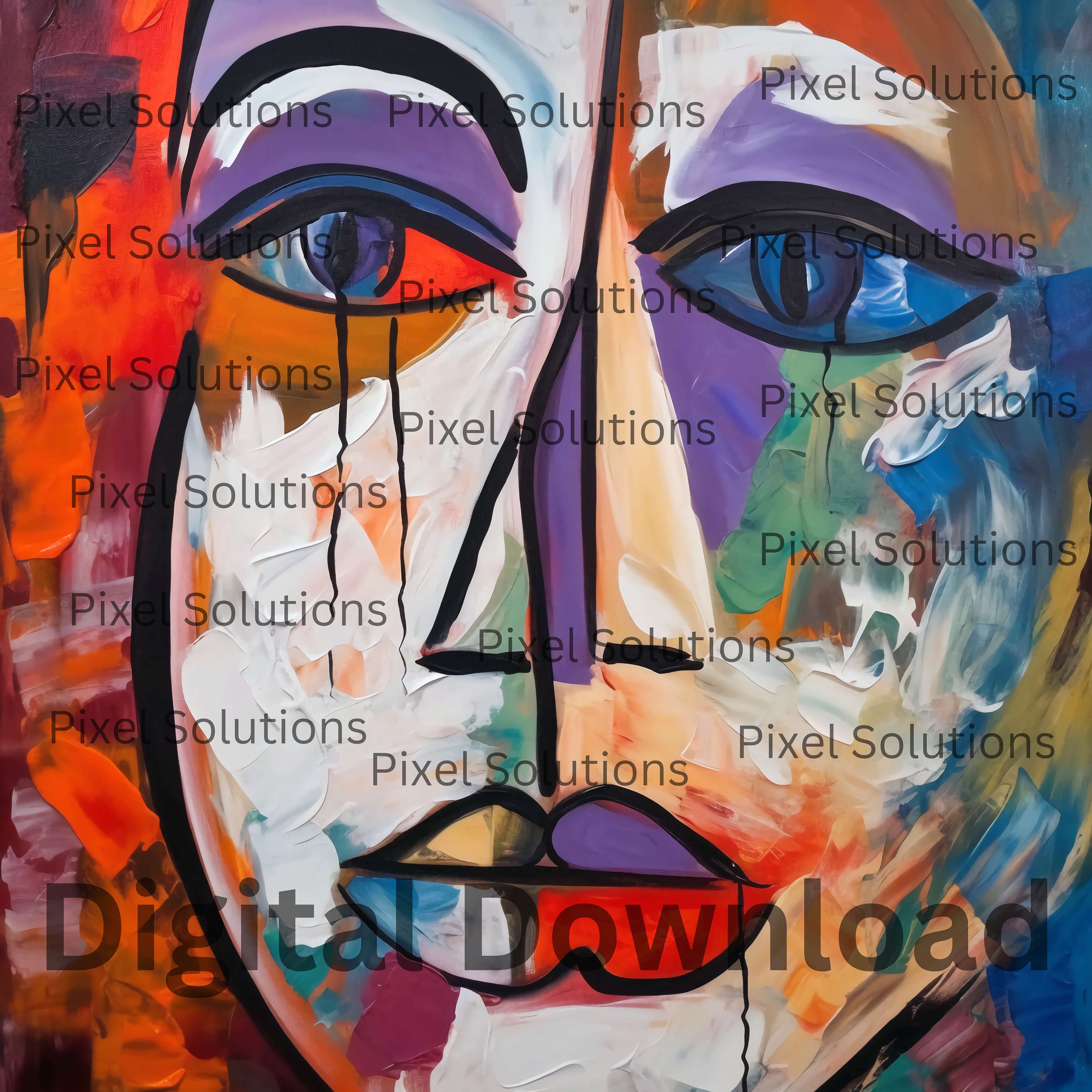 Abstract Face Painting, Printable Wall Art, Colorful Wall Poster ...