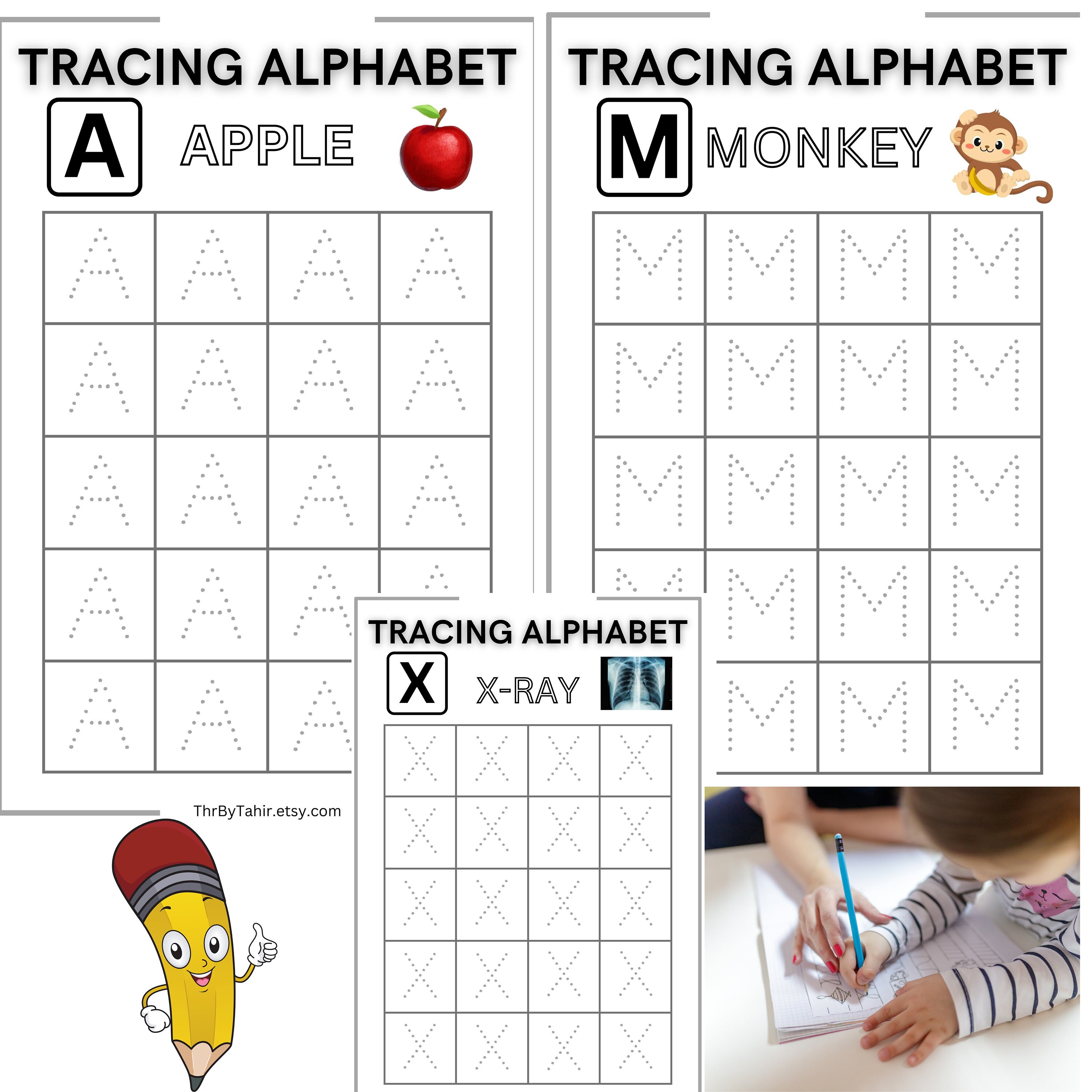 Kids Alphabet Tracing Worksheets, Large Dotted Letters Handwriting ...