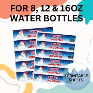 Printable Melted Snowman Labels, Christmas Party Favors, Bottle Tags ...