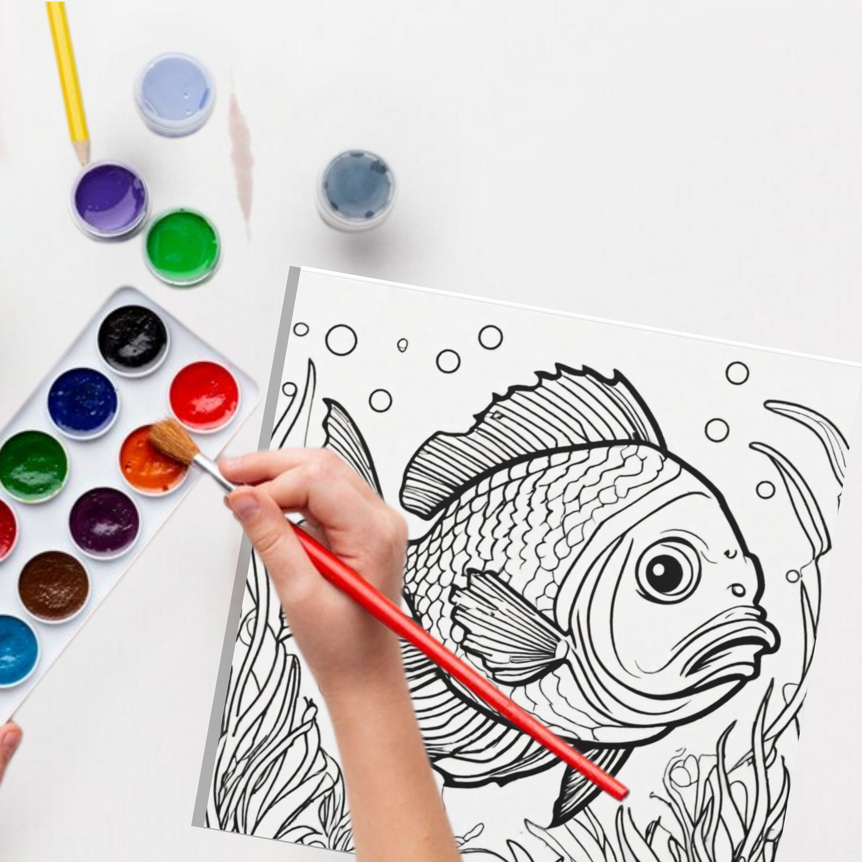 Color Your Own Fish Poster, DIY Craft Activity, Ocean Theme Coloring in ...
