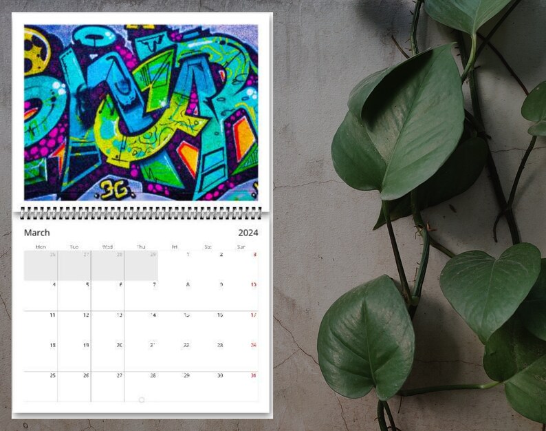2024 Graffiti Calendar, Monthly Calendar Planner, Street Art Graffiti ...