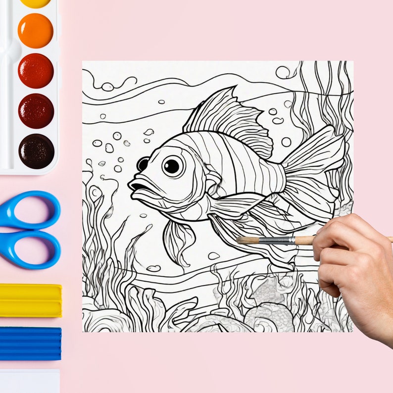 Color Your Own Fish Poster, DIY Craft Activity, Ocean Theme Coloring in ...