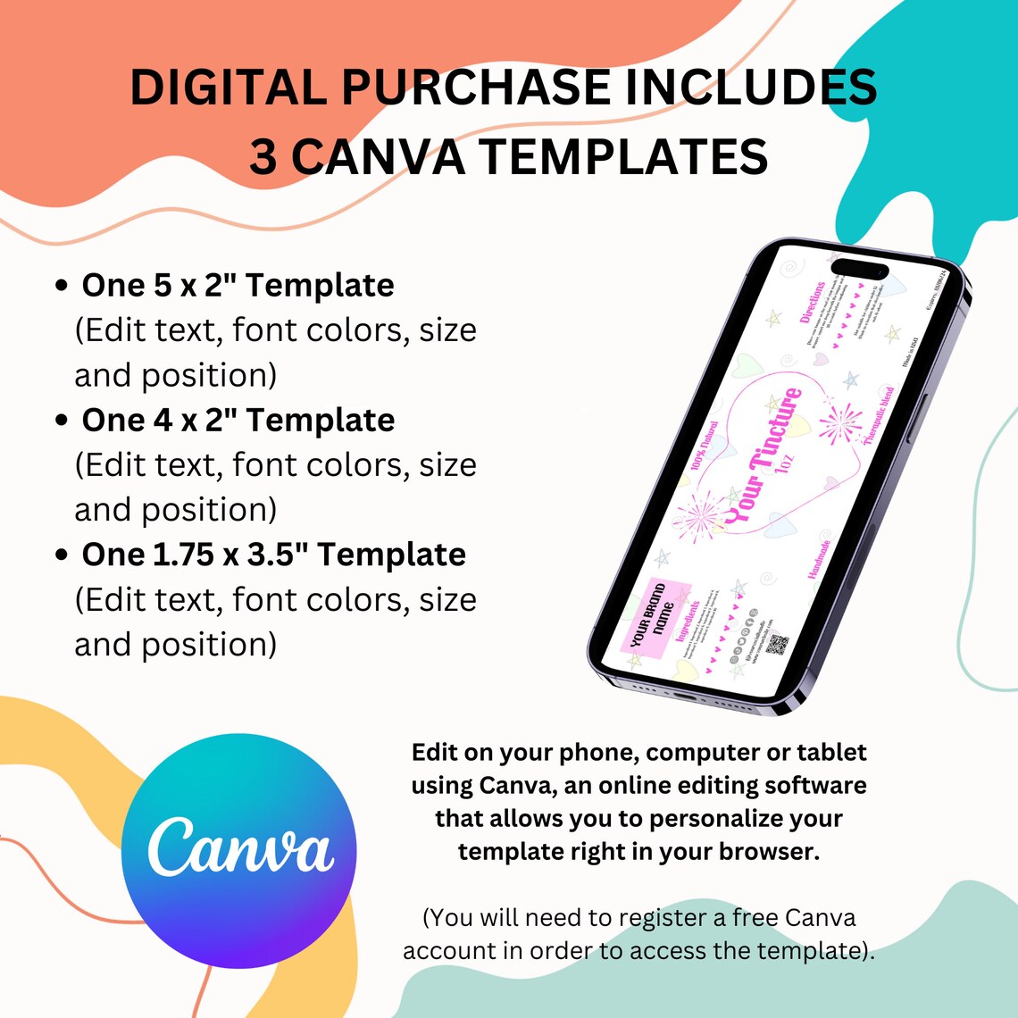 Printable Tincture Labels, Bottle Labels for Tincture Glass Dropper ...