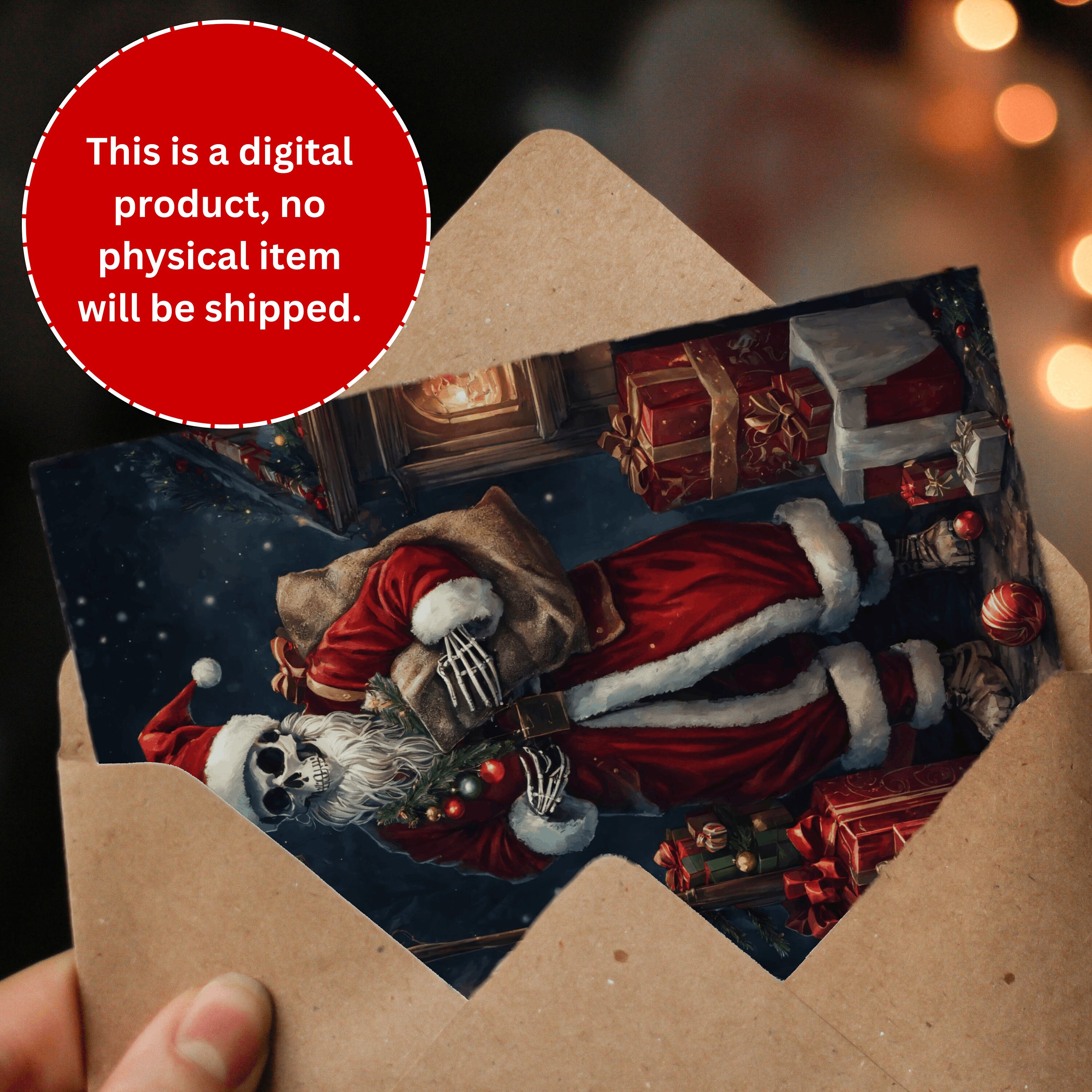 Printable Skeleton Santa Claus PNG, Gothic Christmas Digital AI Art ...