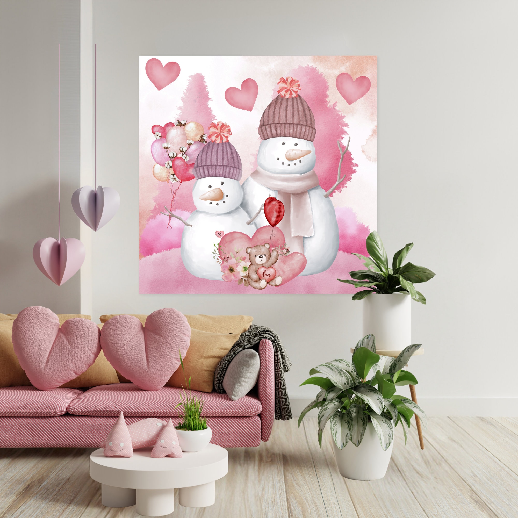 Valentine Snowman PNG, Printable Romantic Snowman, Snowman Friends ...
