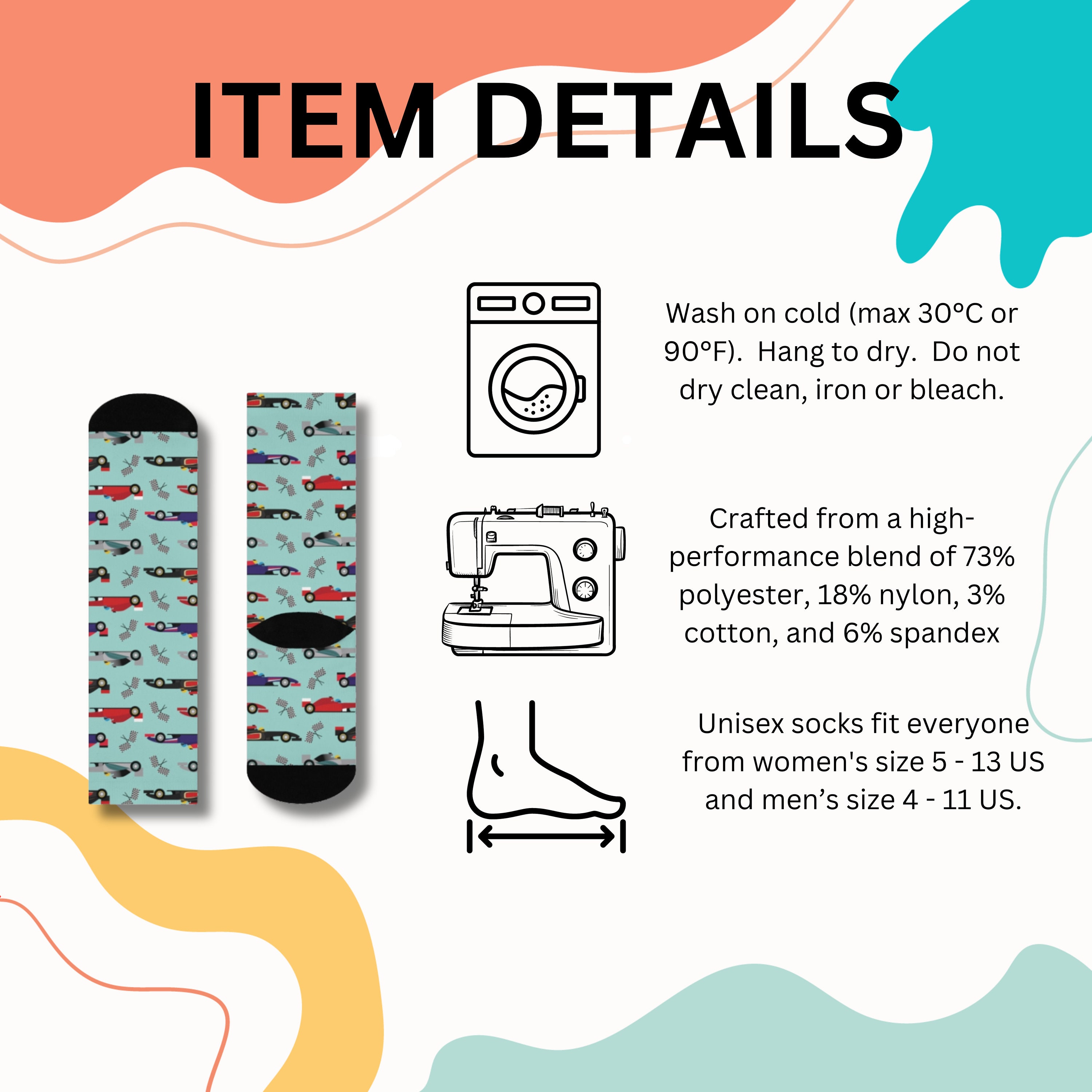 Racecar Socks Novelty Formula 1 Race Car Crew Socks Racing - Etsy