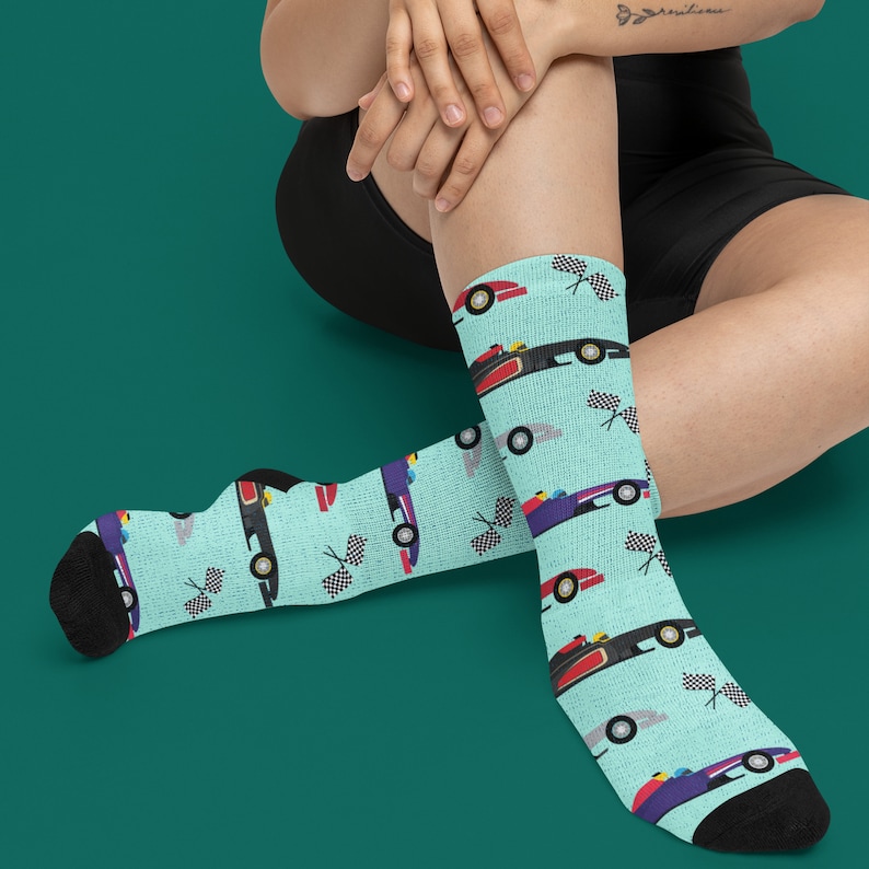 Racecar Socks, Novelty Formula 1 Race Car Crew Socks, Racing Car Fan ...