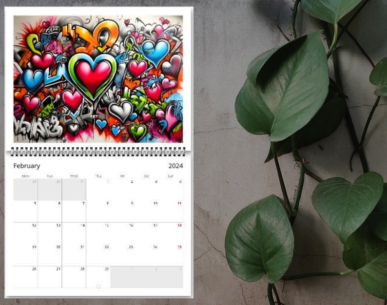 2024 Graffiti Calendar, Monthly Calendar Planner, Street Art Graffiti ...