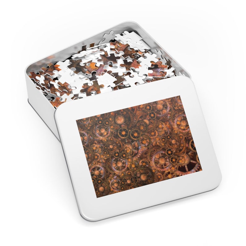 Impossible Jigsaw Puzzle, Steampunk Engine Cogs Puzzle in a Tin or ...