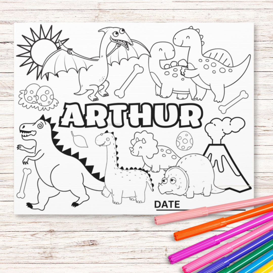 Color Your Own Dinosaur Canvas, Personalized DIY Craft Activity, Custom ...