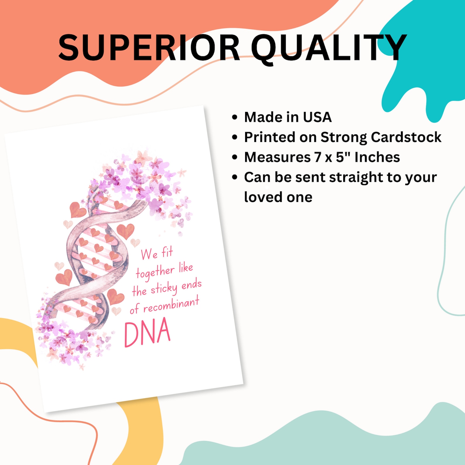 Biology Valentine Card, Romantic DNA Valentine's Day Card for Science ...