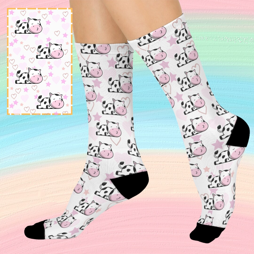 Cow Socks, Adorable Ankle Socks, Cute Moo Cow Crew Socks for Cow Lovers ...