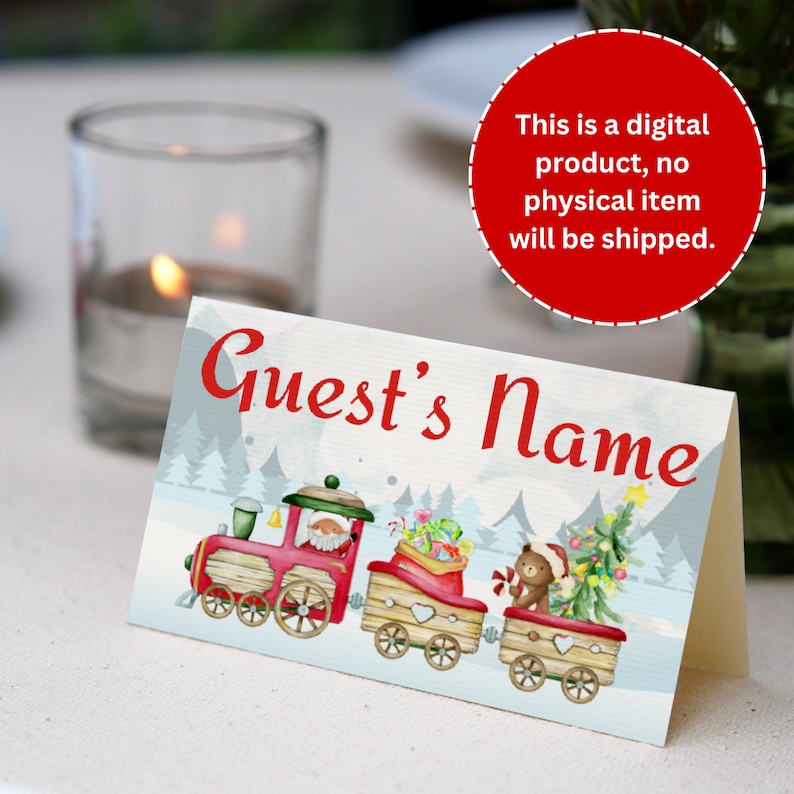 Printable Christmas Placecards, Table Tent Name Cards, Editable Canva ...