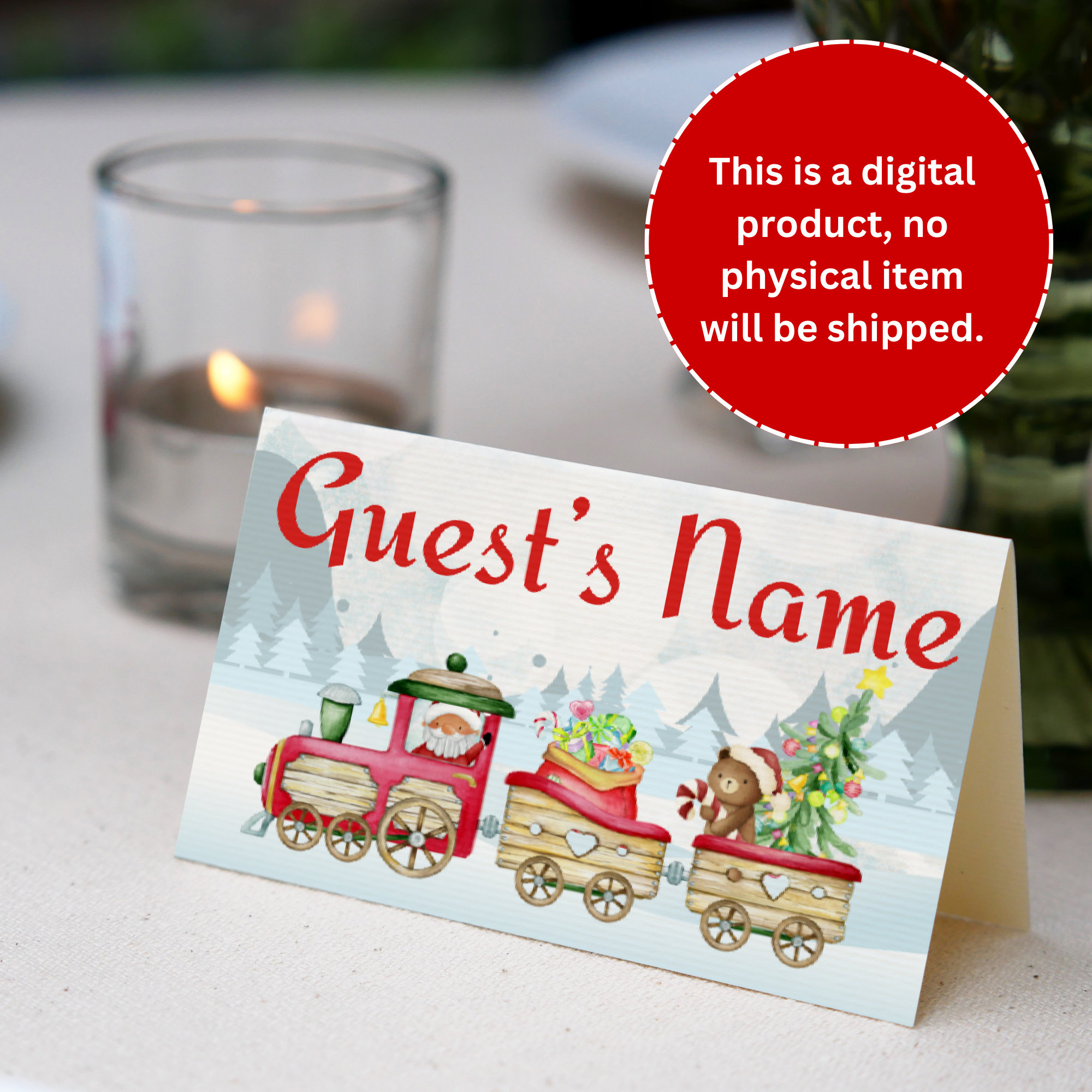 Printable Christmas Placecards, Table Tent Name Cards, Editable Canva ...