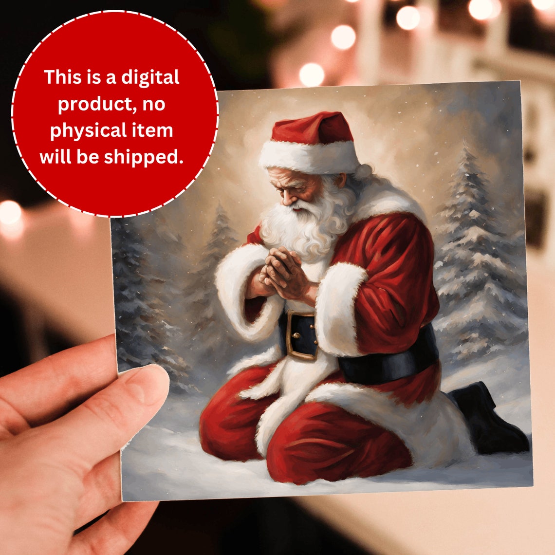 Printable Kneeling Santa PNG, Christmas Wall Art, Digital AI Art, Santa ...