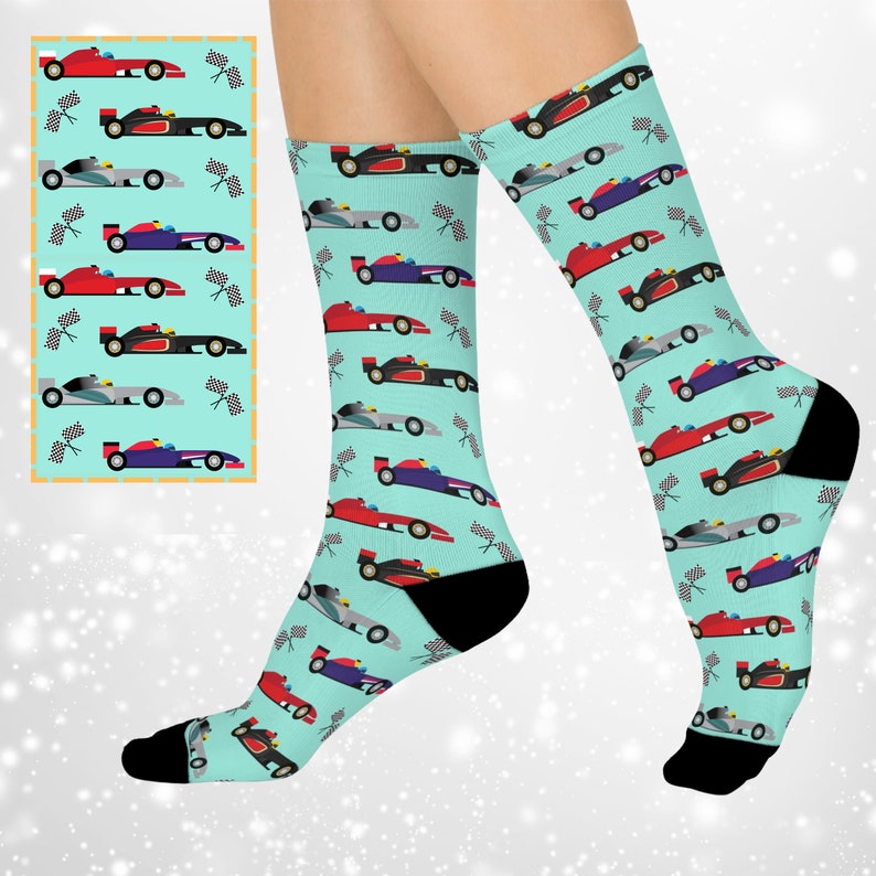 Racecar Socks, Novelty Formula 1 Race Car Crew Socks, Racing Car Fan ...