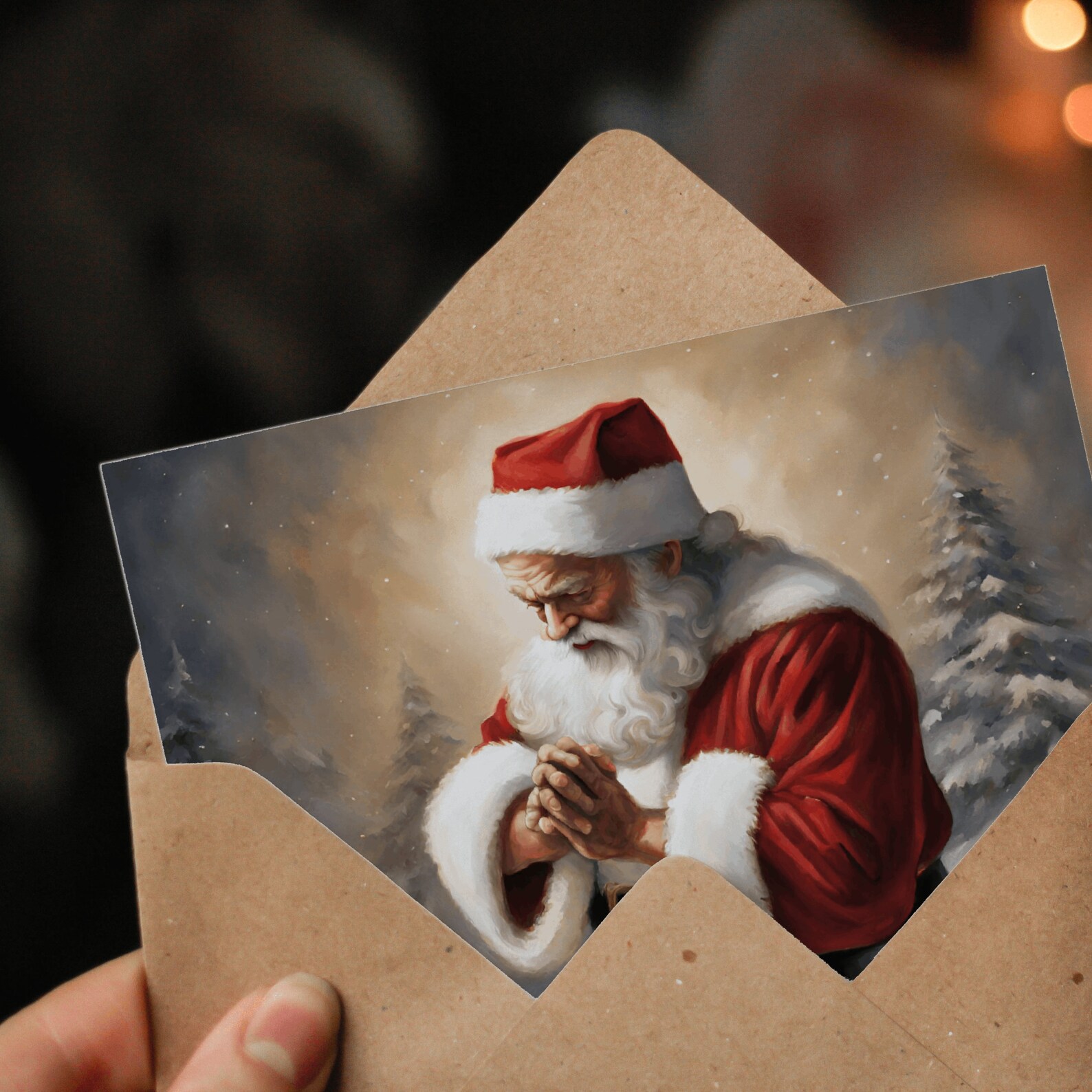 Printable Kneeling Santa PNG, Christmas Wall Art, Digital AI Art, Santa ...