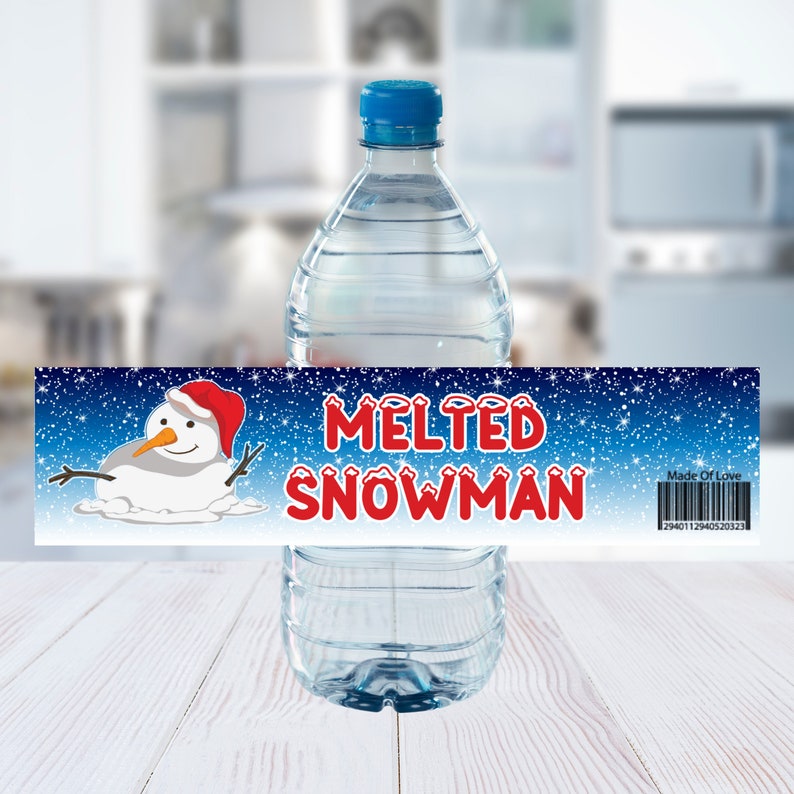 Printable Melted Snowman Labels, Christmas Party Favors, Bottle Tags ...