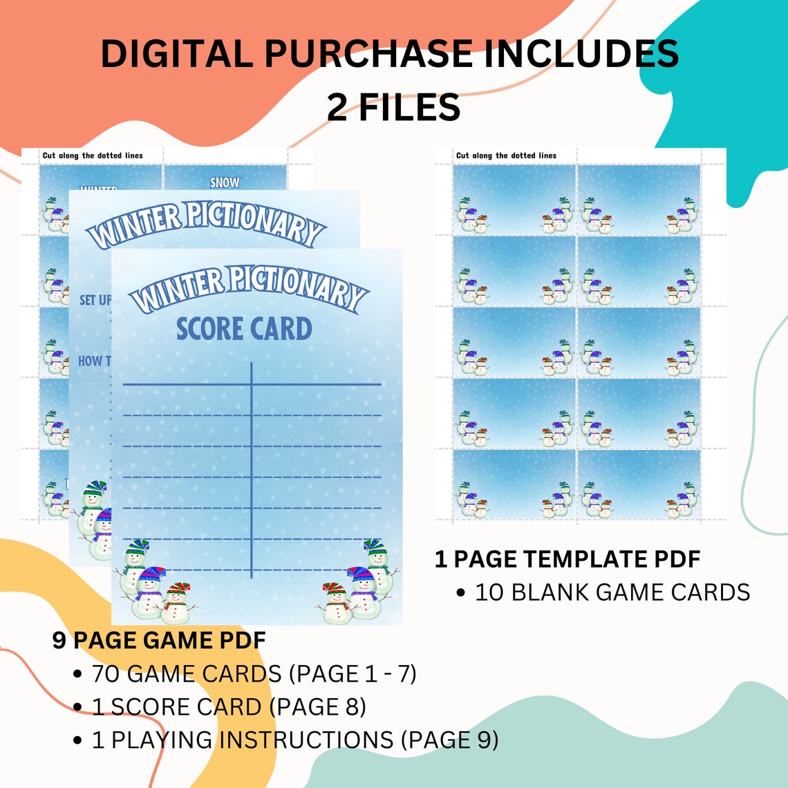 Winter Pictionary Game, Printable Friendsmas Holiday Pictionary, Fun ...