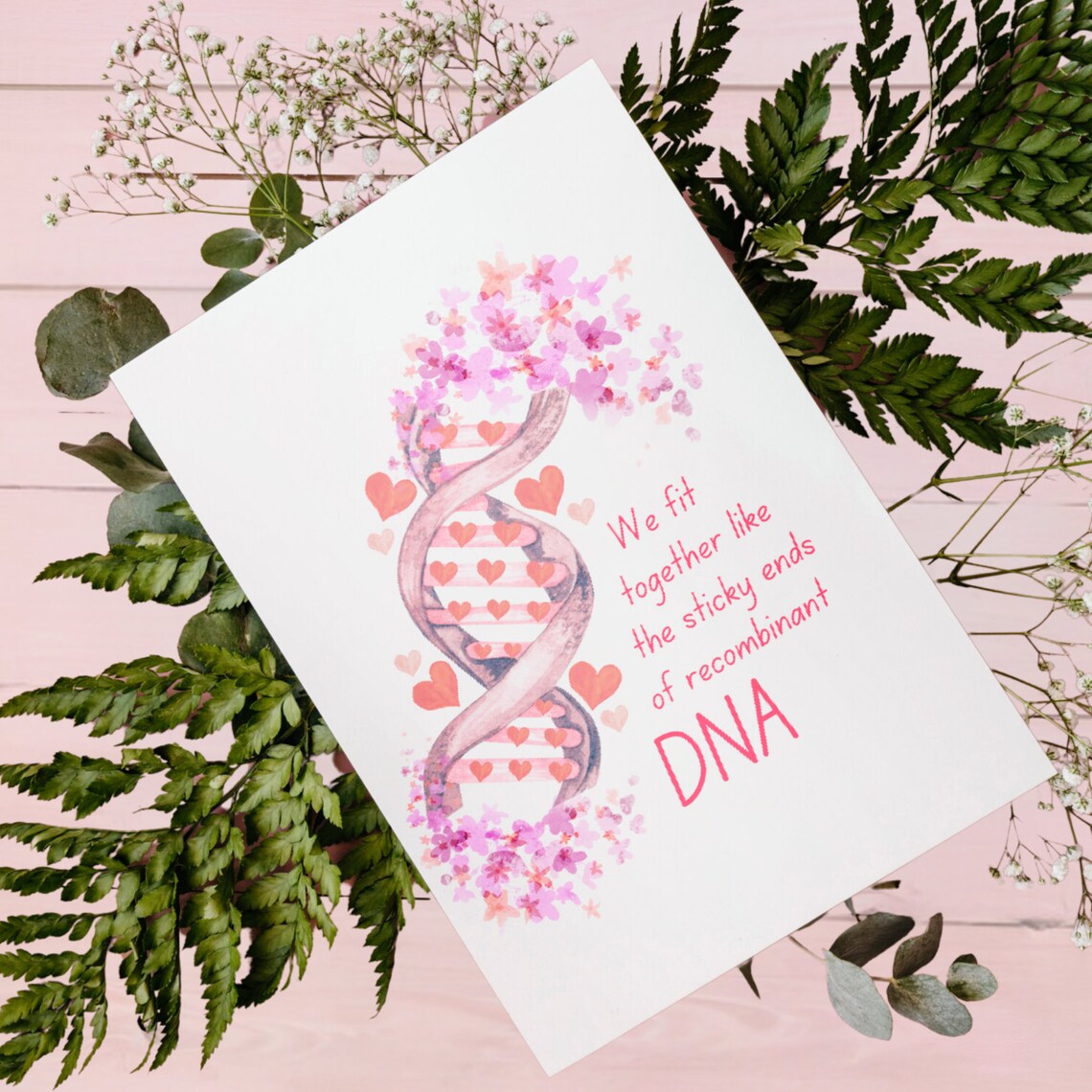 Biology Valentine Card, Romantic DNA Valentine's Day Card for Science ...