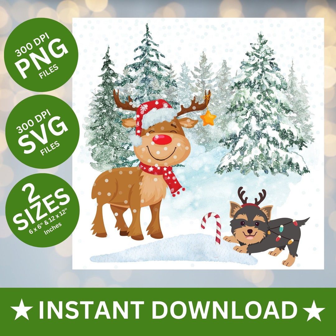 Cartoon Reindeer SVG, Cute Cartoon Christmas Reindeer Printable, Merry ...