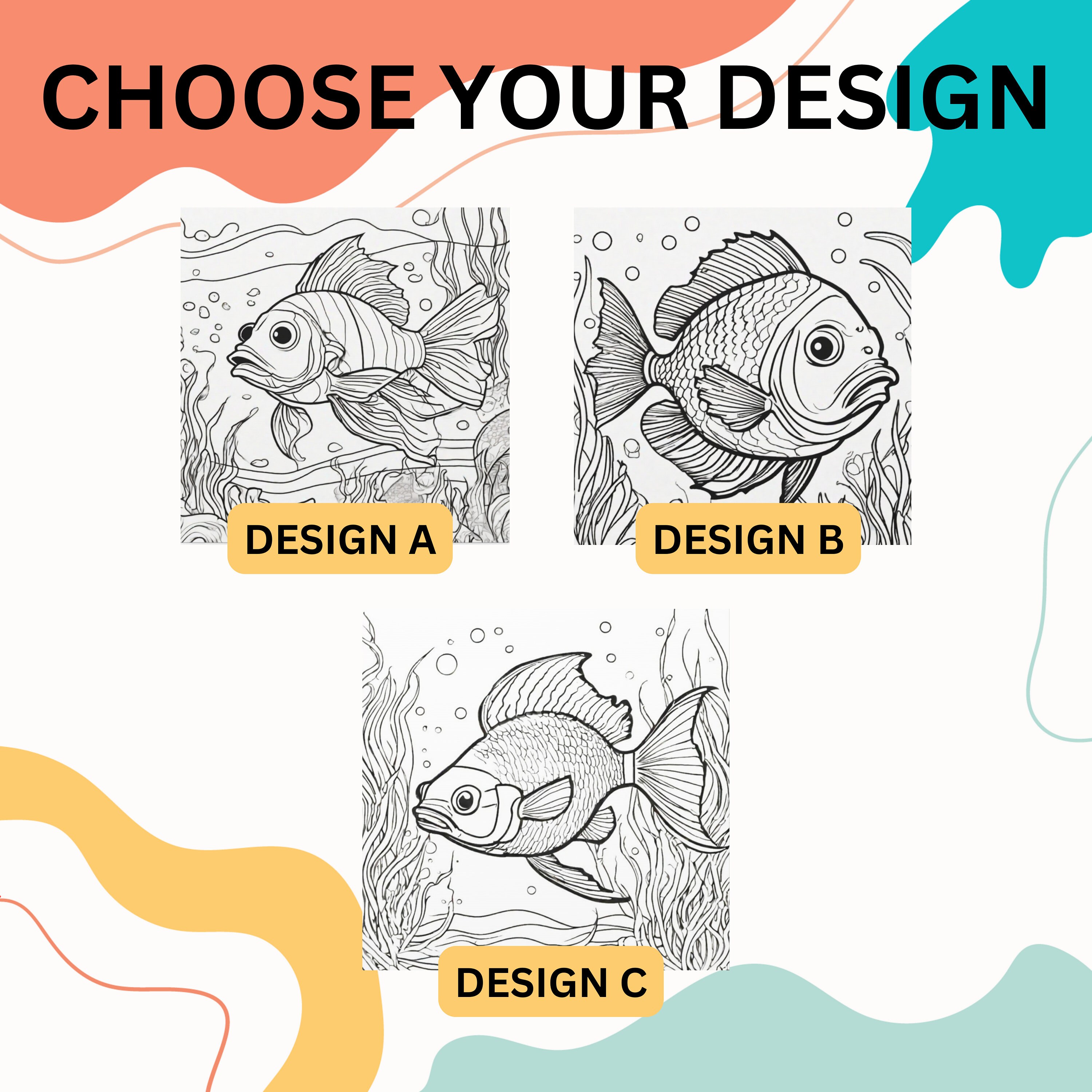 Color Your Own Fish Poster, DIY Craft Activity, Ocean Theme Coloring in ...