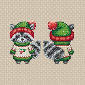 Raccoon Cross-stitch Pattern ; Cute Animal Symbol Embroidery Pattern ...