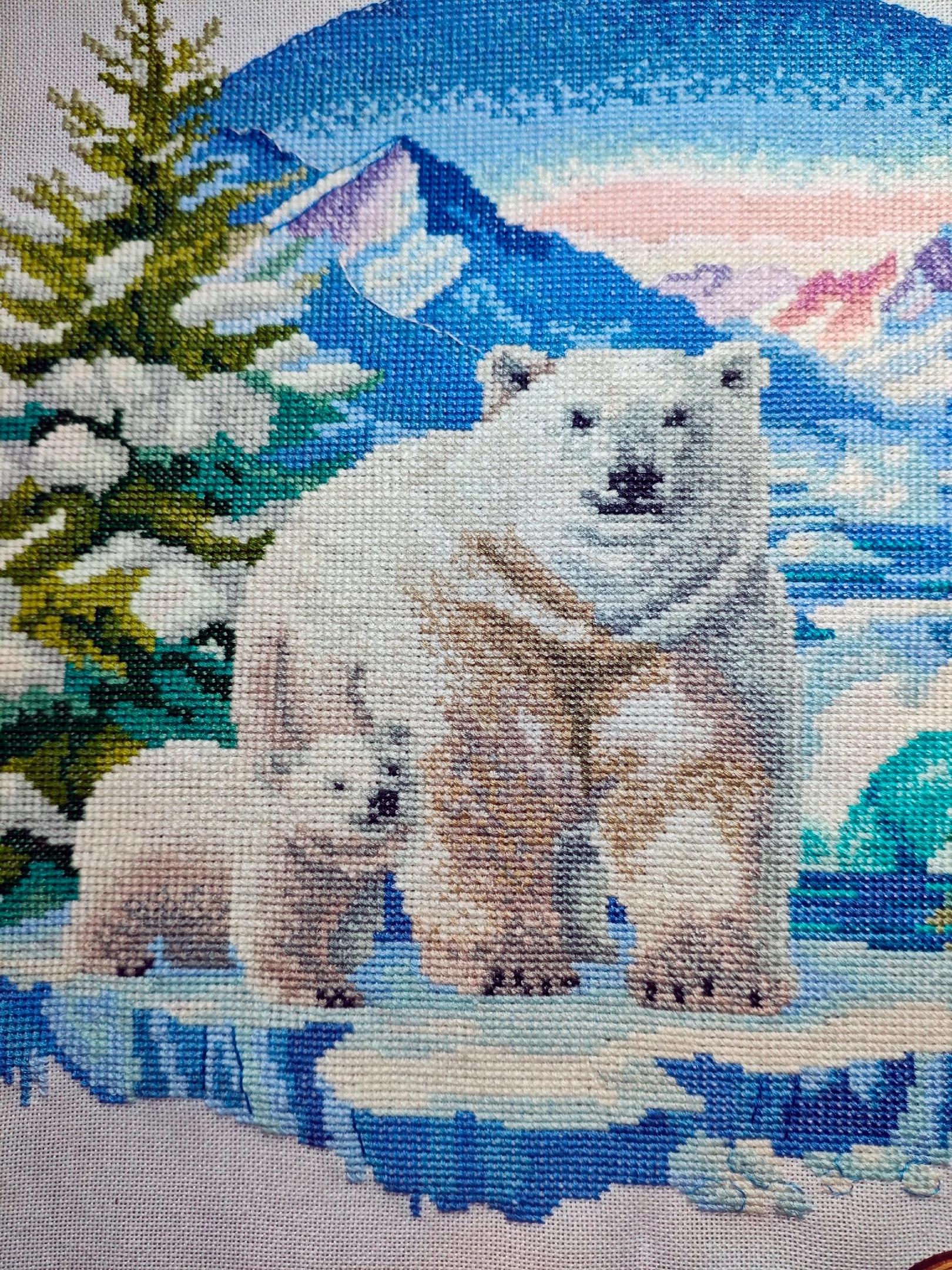 Polar Bears Cross-stitch Pattern ; Arctic Landscape ; Winter Landscape ...