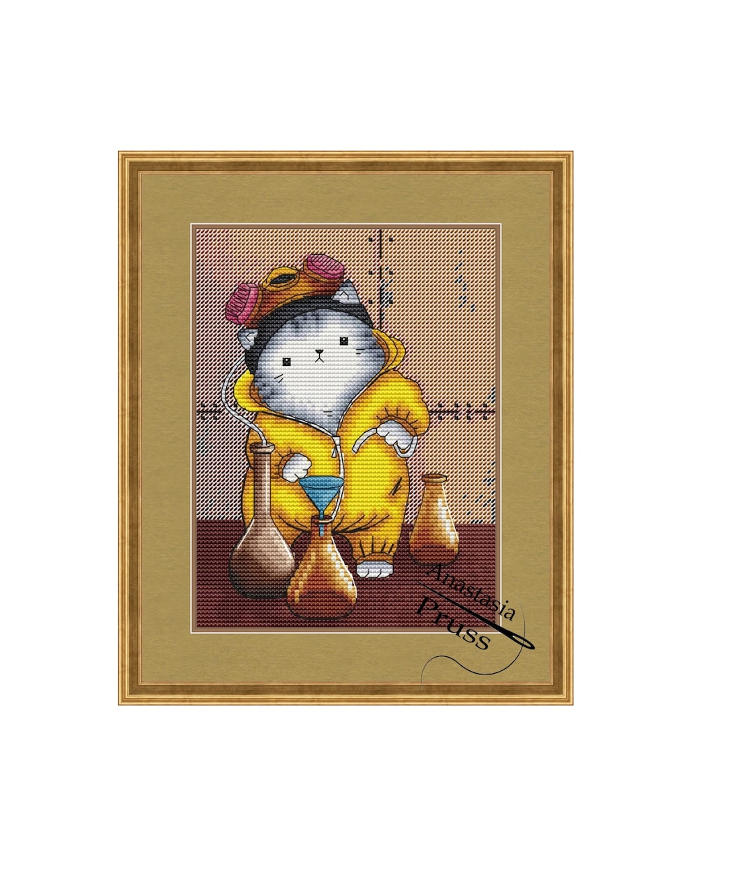 Breaking Bad Inspired Cross Stitch Pattern ; Cat Chemist Embroidery ...