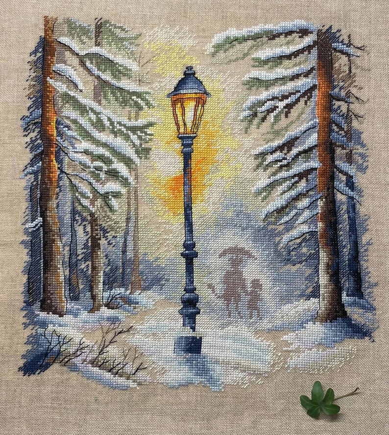 Narnia Lamppost Forest Cross-stitch Embroidery Pattern ; Magic Forest ...