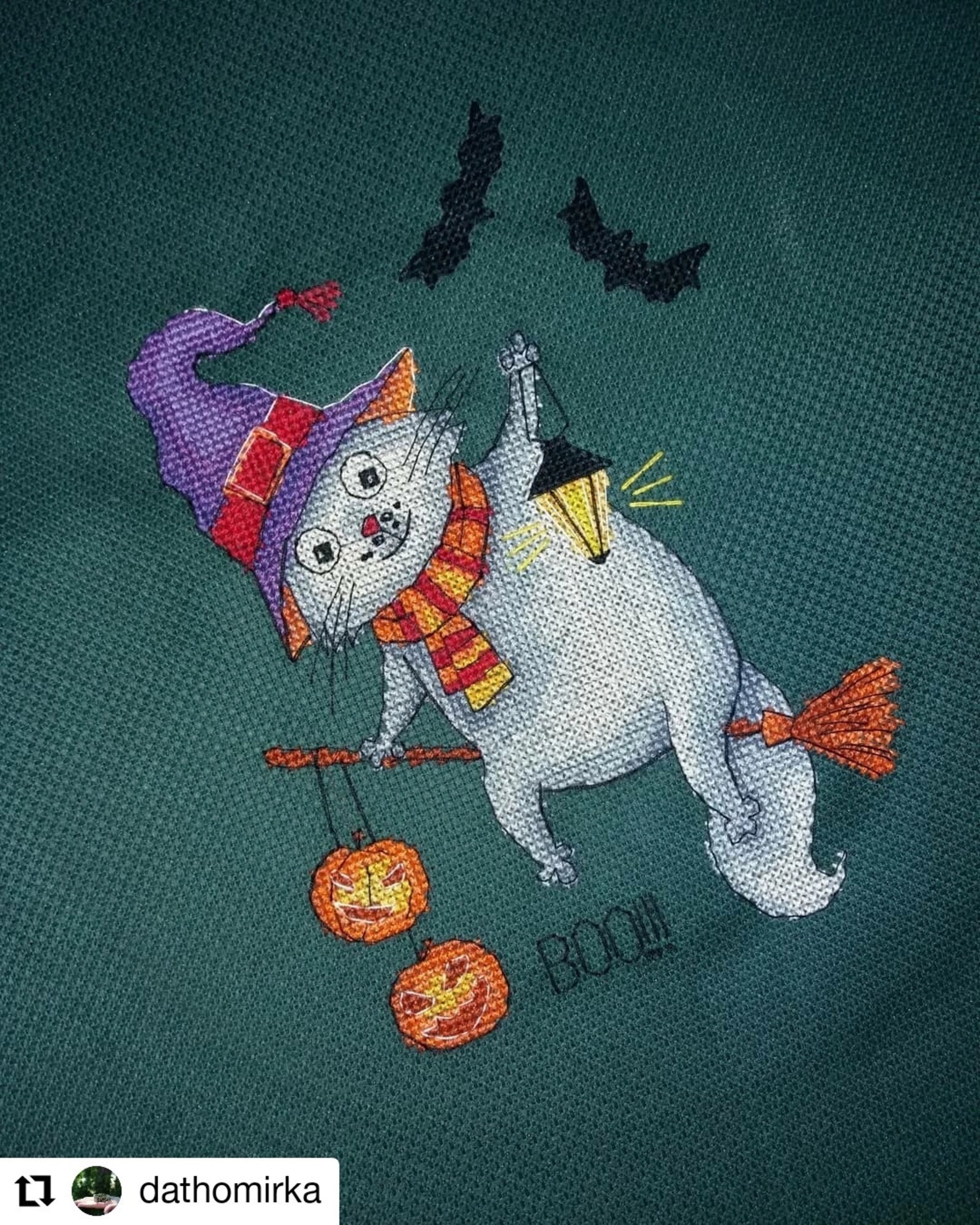Halloween Cat PDF Pattern ; Magic Embroidery Pattern ; Digital Pattern ...