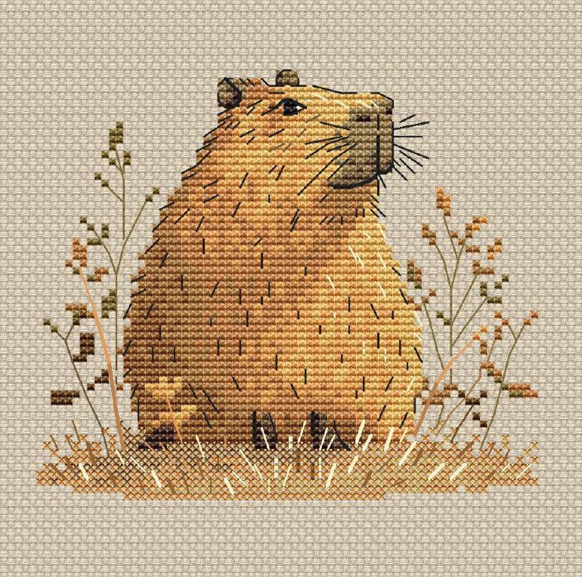 Capybara Cross-stitch Embroidery Pattern ; Animal Cross-stitch ...