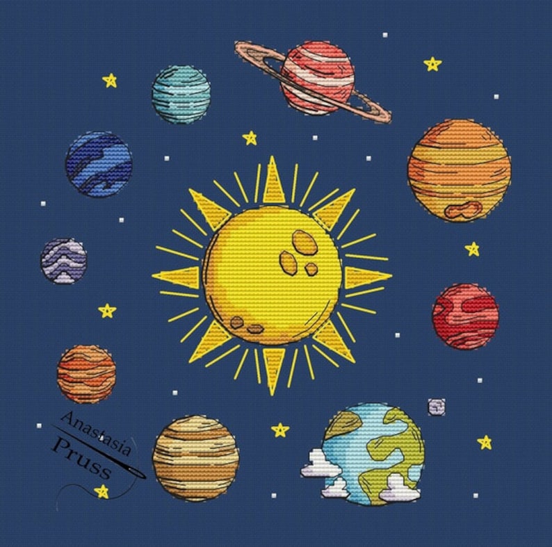 Solar System Cross-stitch Pattern ; Kids Room Decor ; PDF Pattern ...