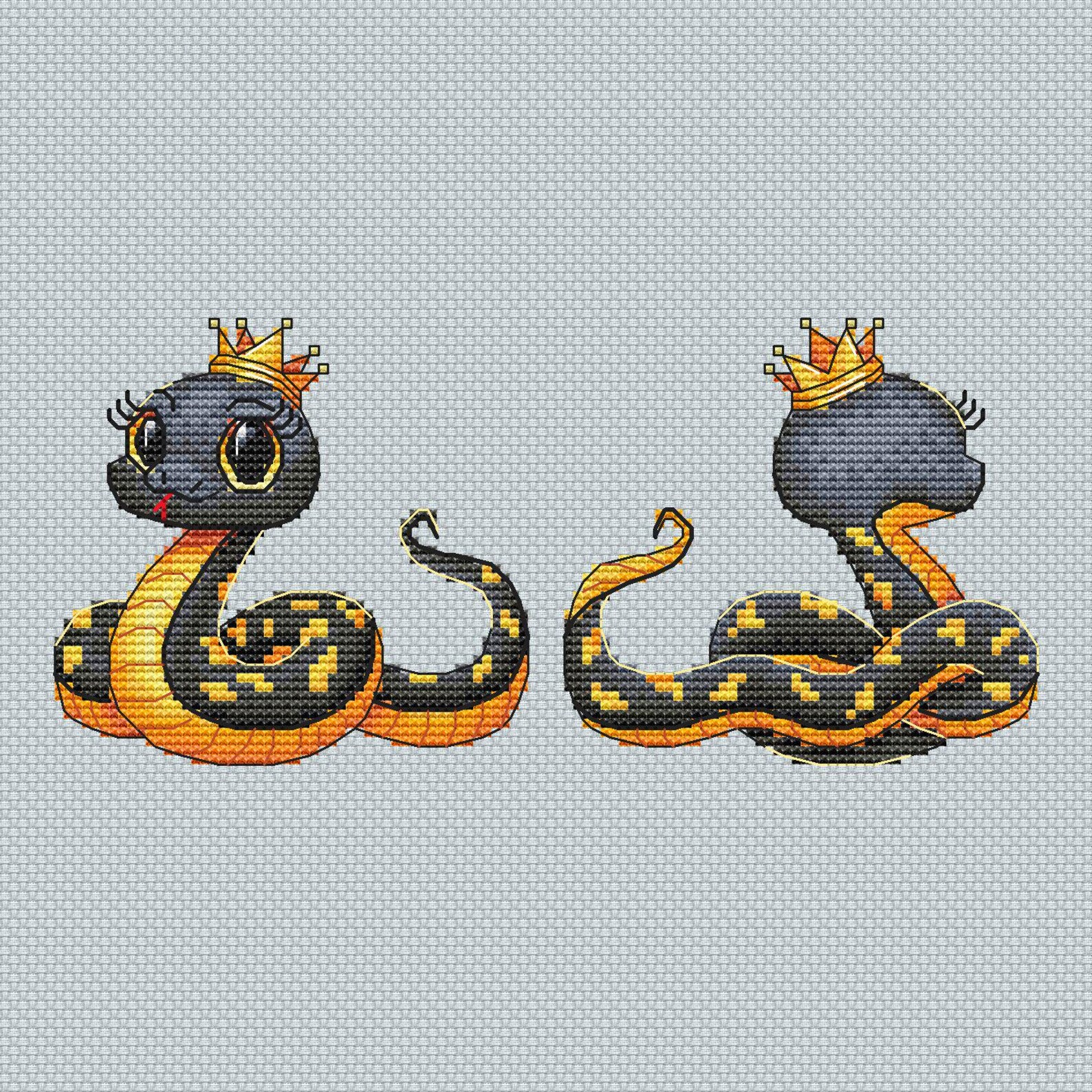 Snake New Year Cross-stitch Pattern ; King Cobra Embroidery Pattern ...