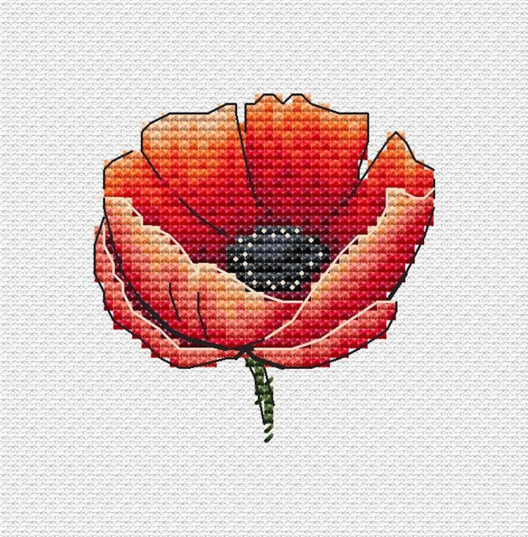Poppy Cross-stitch Pattern ; Remembrance Day Embroidery Pattern ...