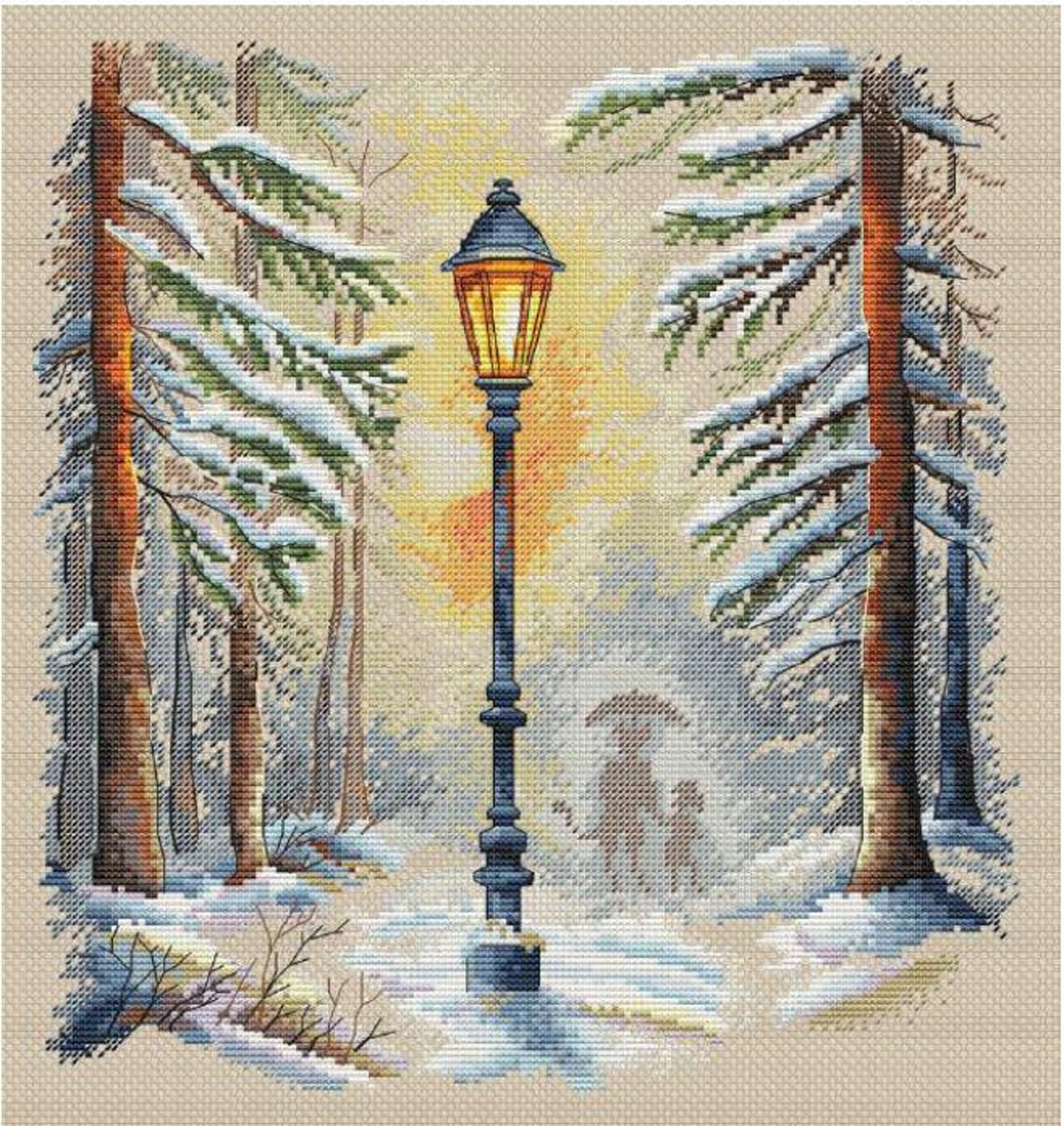 Narnia Lamppost Forest Cross-stitch Embroidery Pattern Magic Forest ...