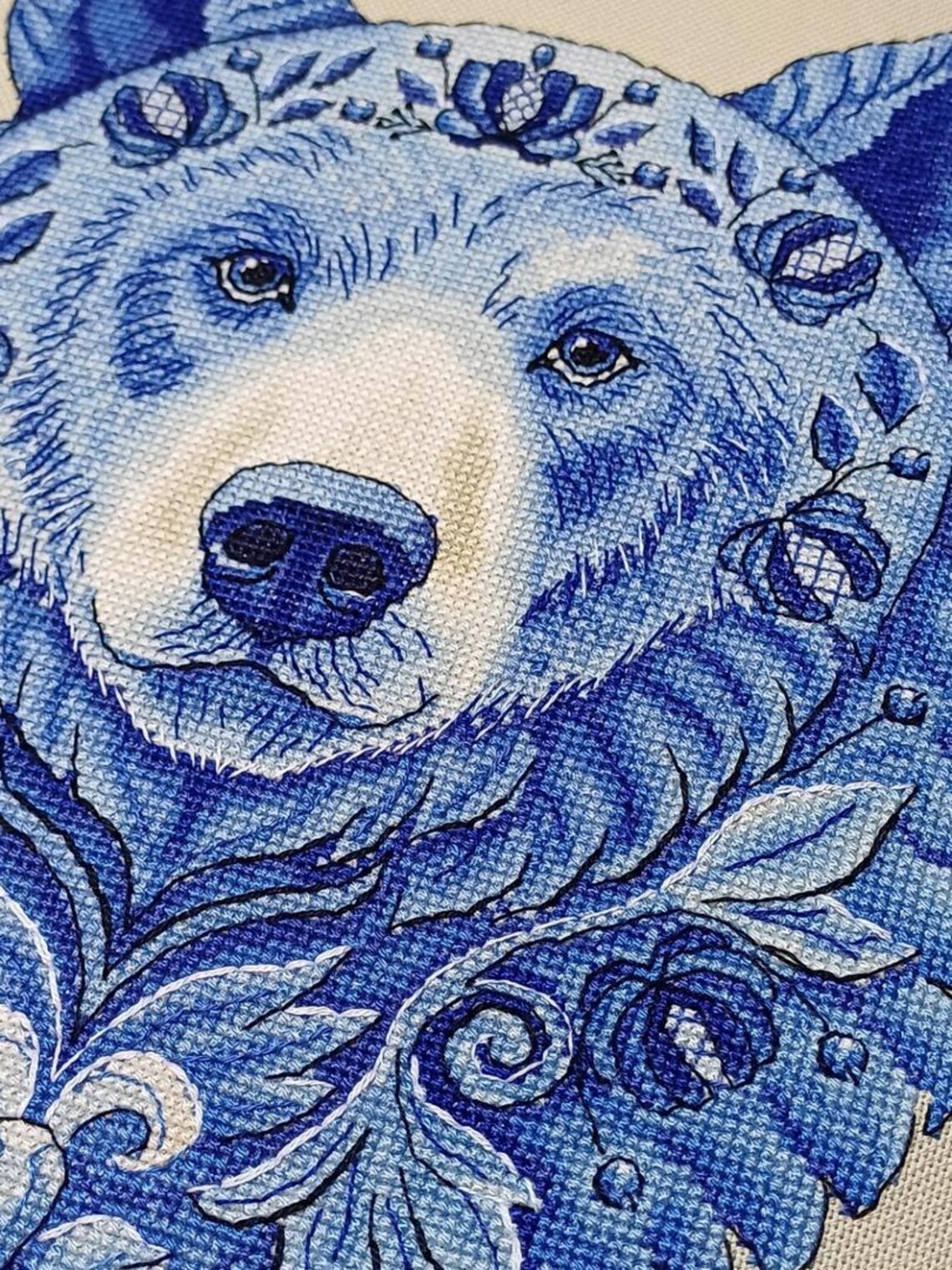 Bear With Flowers Cross-stitch Pattern ; Forest Animal Wall Decor ...