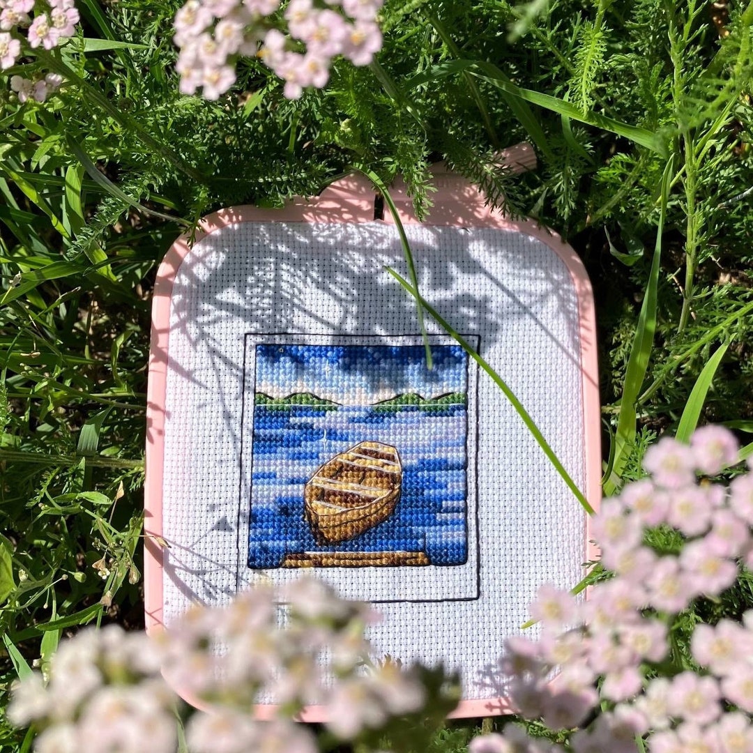 Wooden Boat Cross-stitch PDF Pattern ; Pier Embroidery Pattern ...