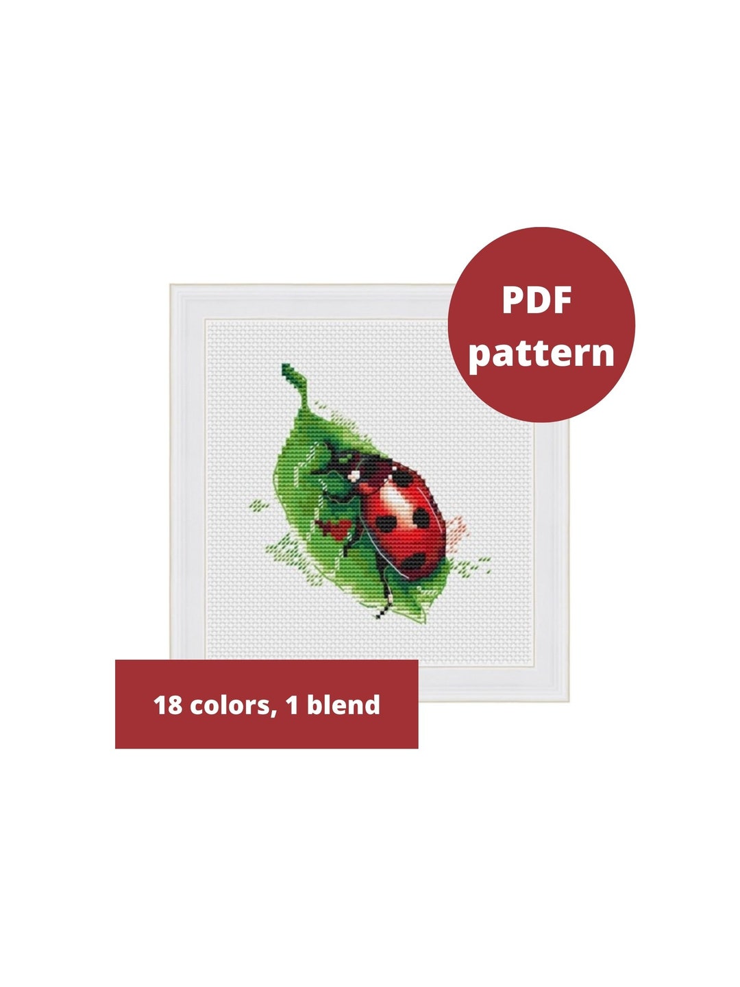 Printable Cross Stitch PDF Pattern ; Ladybug Embroidery Pattern ; Cross ...