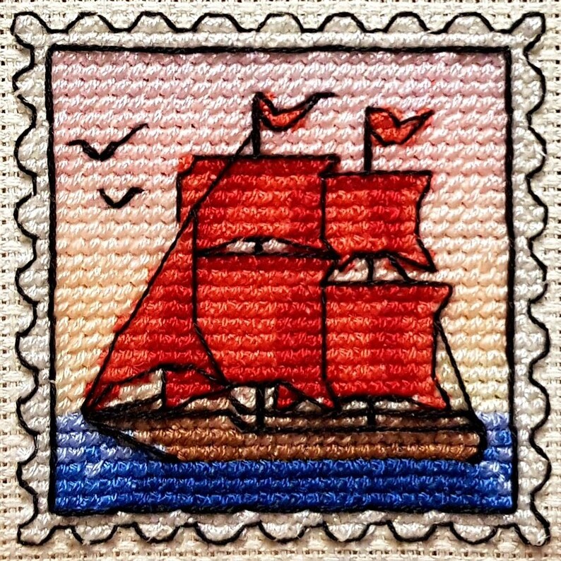 Scarlet Sails Cross-stitch Pattern ; Romantic Sea Embroidery ; PDF ...