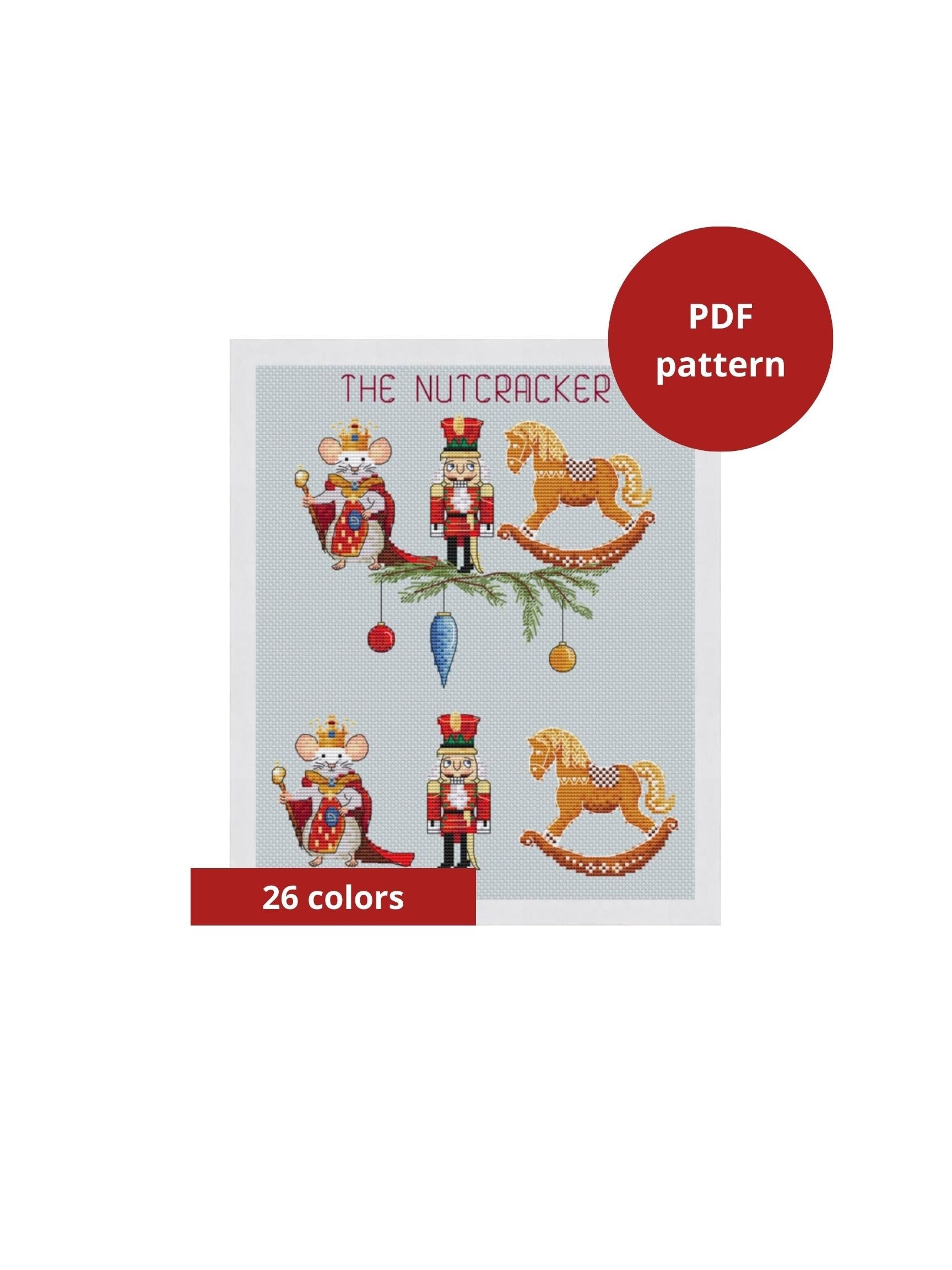 Nutcracker Cross Stitch PDF Pattern ; Christmas Tree Toys Embroidery ...