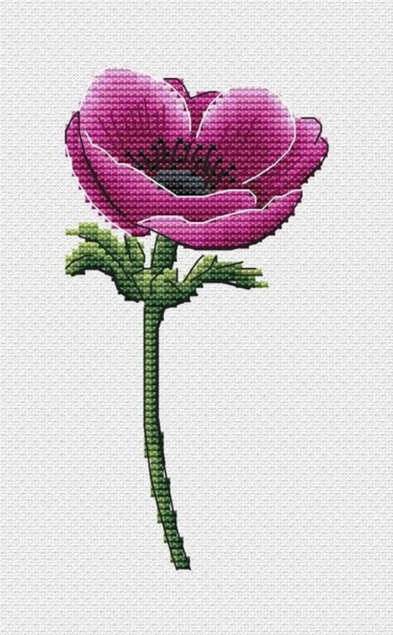 Anemone Cross-stitch PDF Pattern ; Wind Flower Embroidery Pattern ...