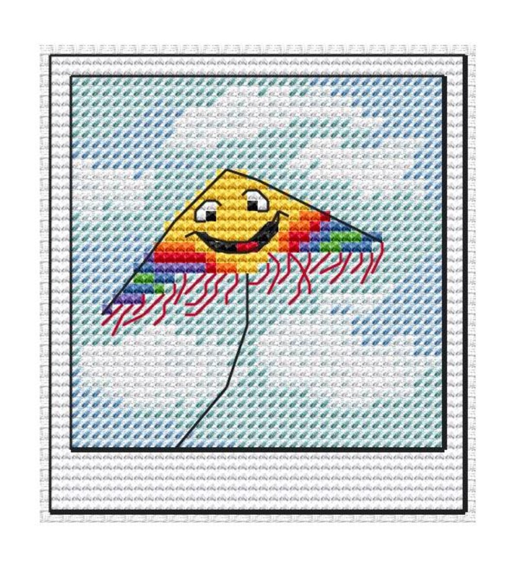 Kite Cross-stitch PDF Pattern ; Summer Kite Embroidery Pattern ...