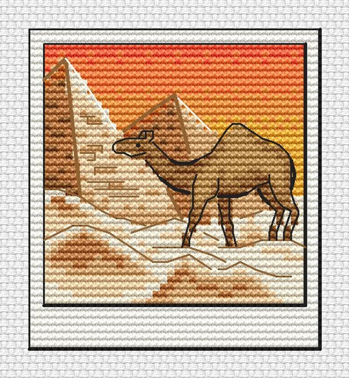 Egyptian Camel Cross-stitch Pattern: Pyramid City Embroidery (PDF ...