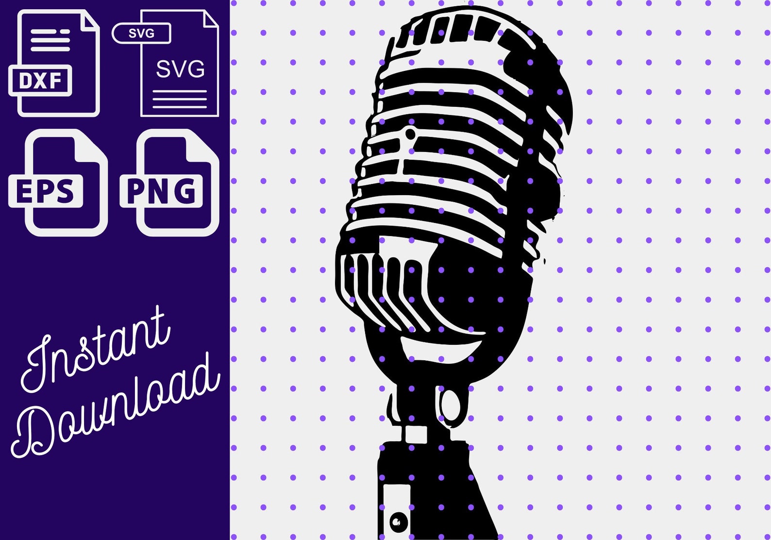 Vintage Microphone SVG Cut File | Png Svg Eps Dxf | Music Clip Art ...