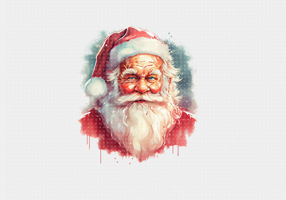 Santa PNG Watercolor Digital Download Clip Art - Etsy