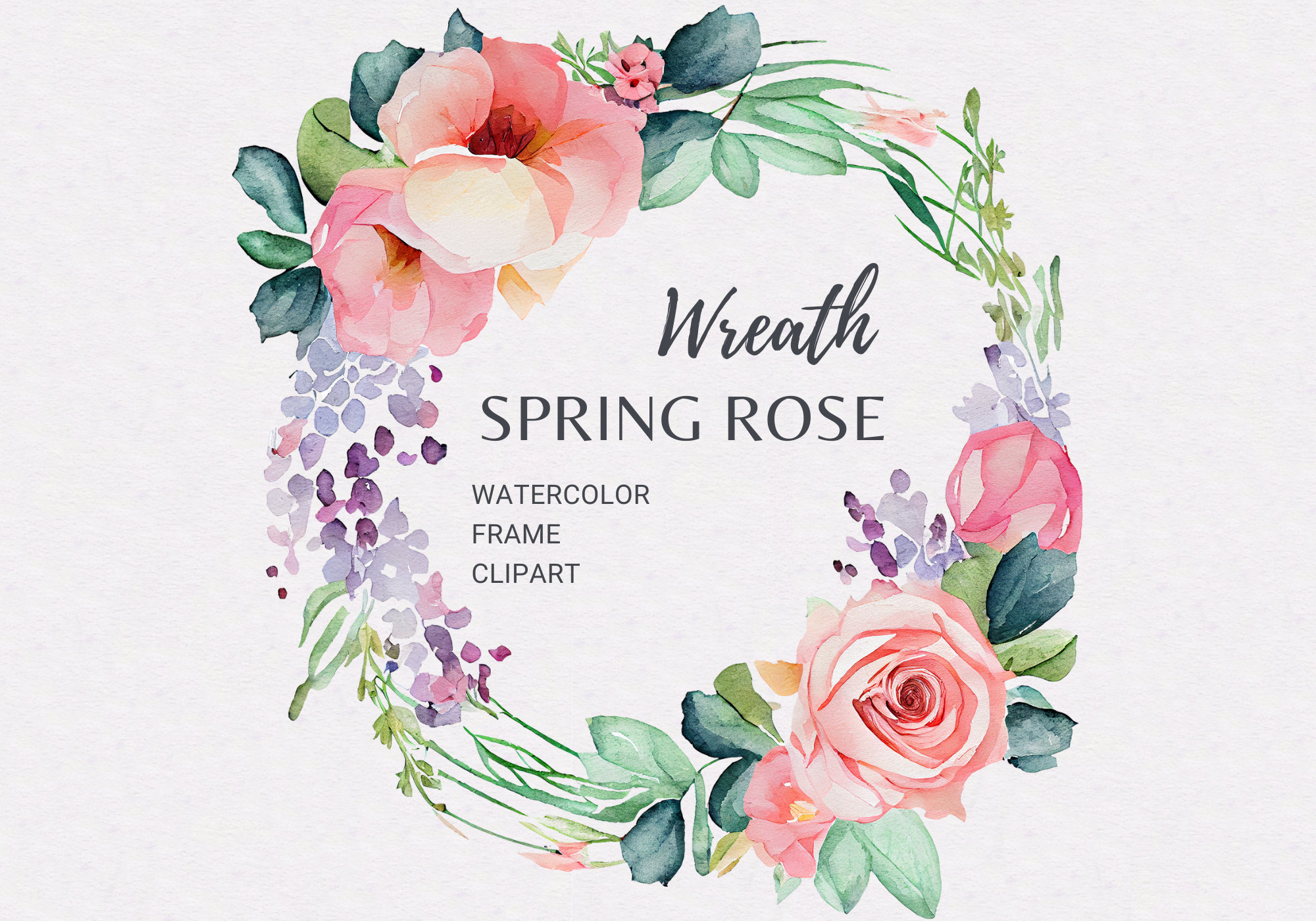 Watercolor Wreath PNG Floral Clipart Floral Frame Spring Rose Wreath ...
